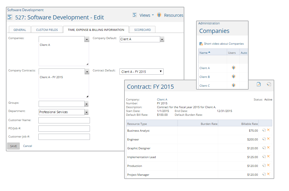 Contracts & Rate Cards | Project Insight - Project Management Software ...
